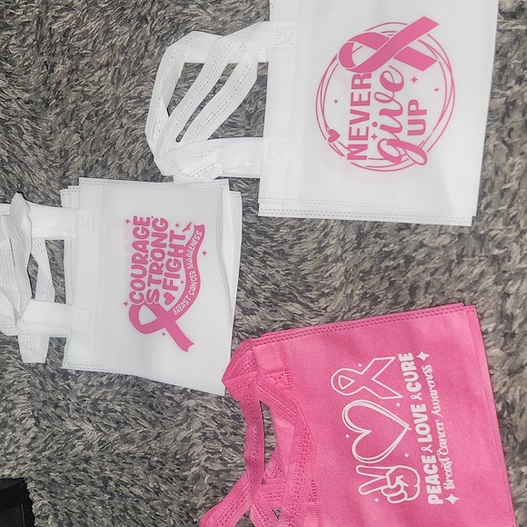 Bags | Pink And White Breast Cancer Awareness Tote Bags | Poshmark